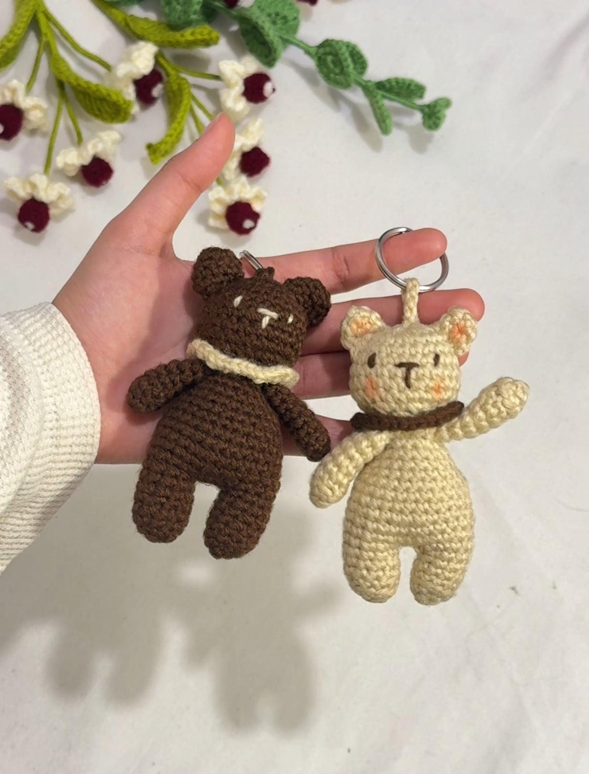 Cocoa & Cream Bear Keychains 🧸 – Raask Crochet